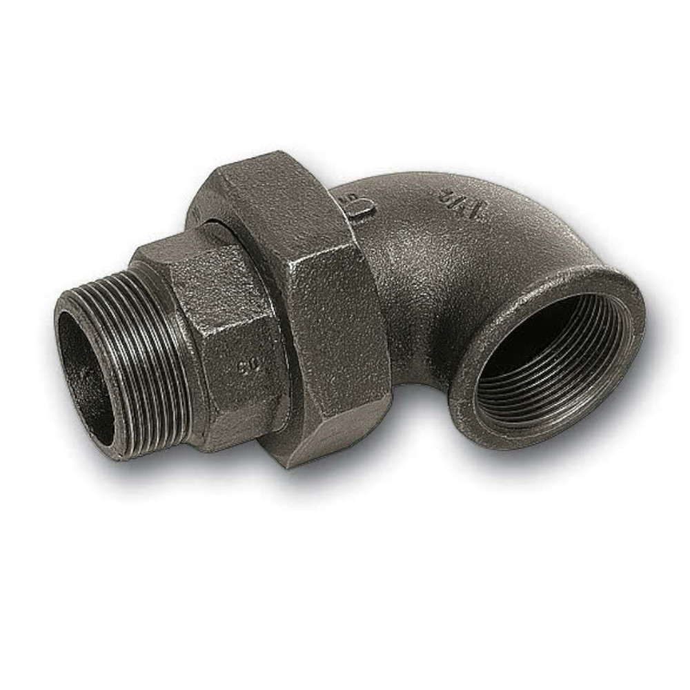 Black Union Elbow 90° Male/Female W.Taper Joint - Ind Fittings