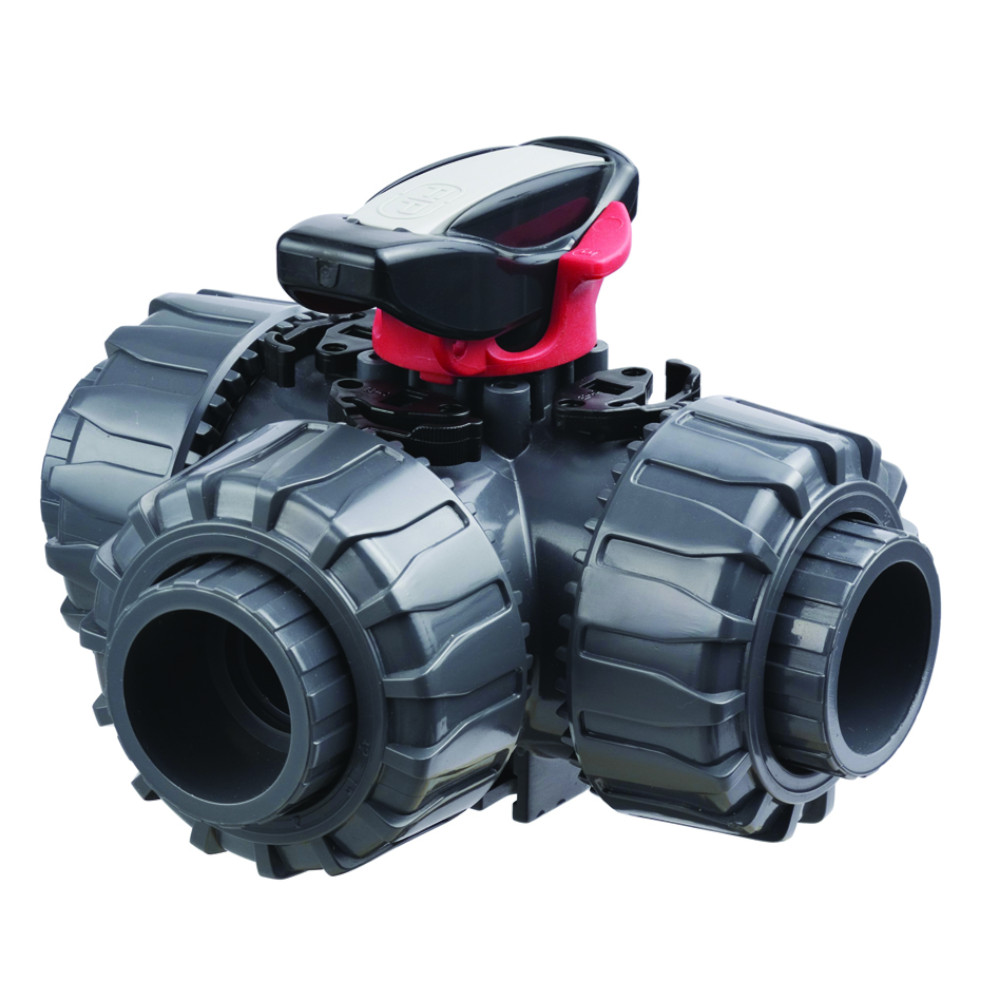 PVC TKD 3-Way Ball Valve - L Port - EPDM - Ind Fittings